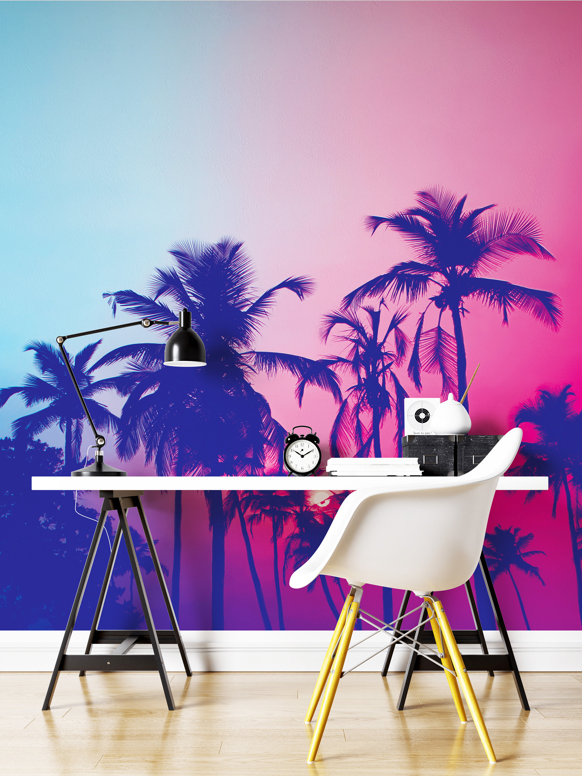 Miami Tropical Palm Tree Vice Color Wall Mural. Bright Miami | Etsy