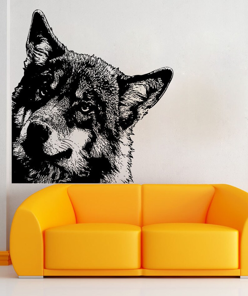 Vinyl Wall Art Decal Sticker Peeking Wolf 5484m - Etsy