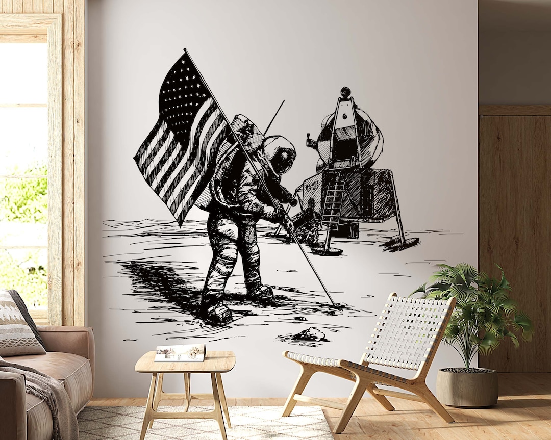 Moon Landing Wall Decal. NASA Moon Landing. Rocket Launch, Lunar ...