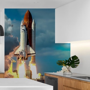 Space Shuttle Launch Wallpaper Mural. Kid’s Room Wall Decor, Space ...