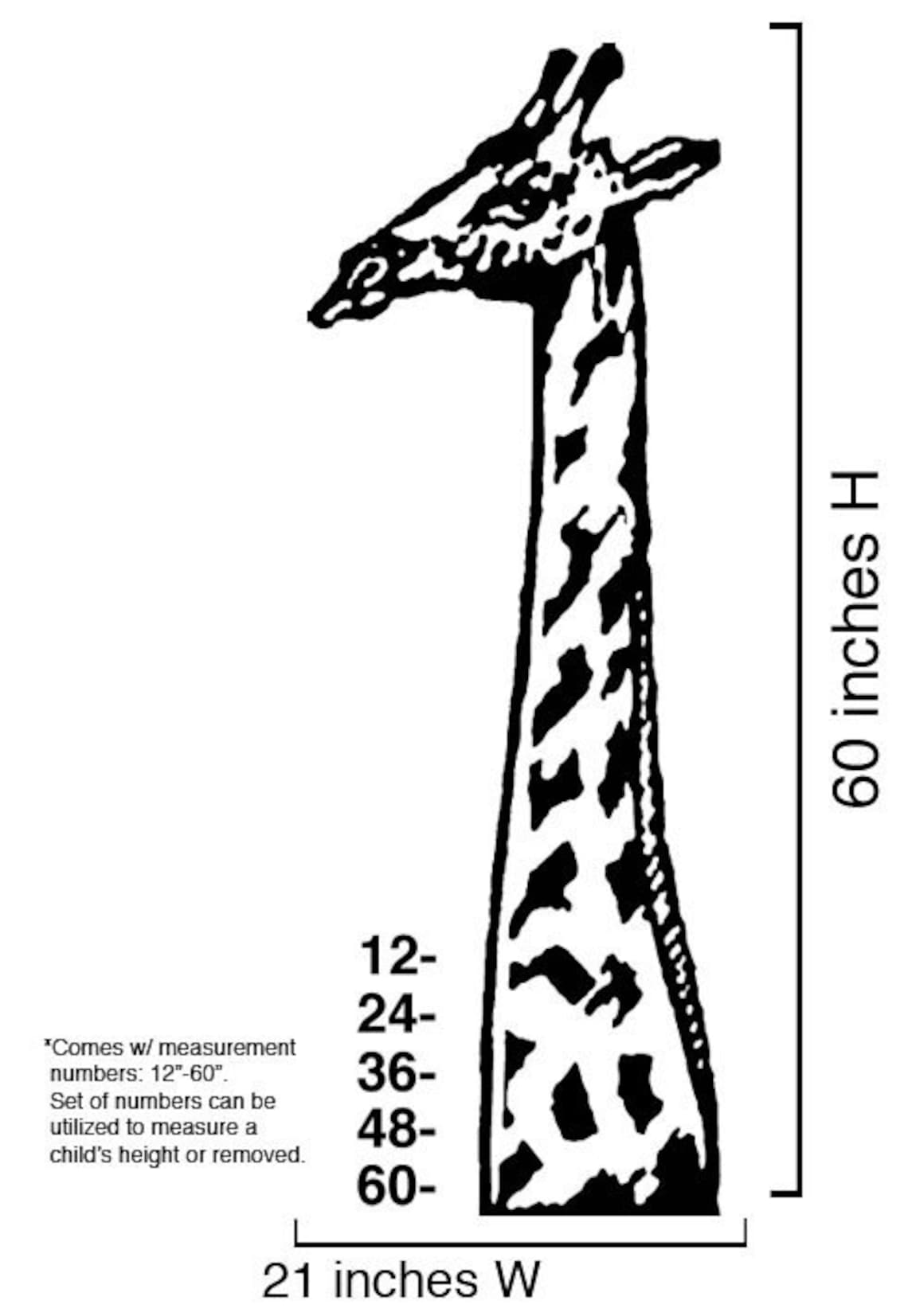 Vinyl Wall Art Decal Safari Giraffe Growth Chart 147 - Etsy