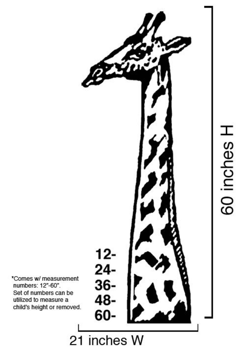 Vinyl Wall Art Decal Safari Giraffe Growth Chart 147 - Etsy