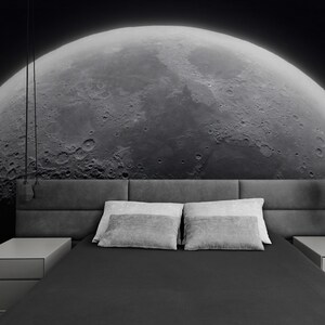 Moon Wallpaper Peel and Stick Wall Mural Black and White Wall Decor ...