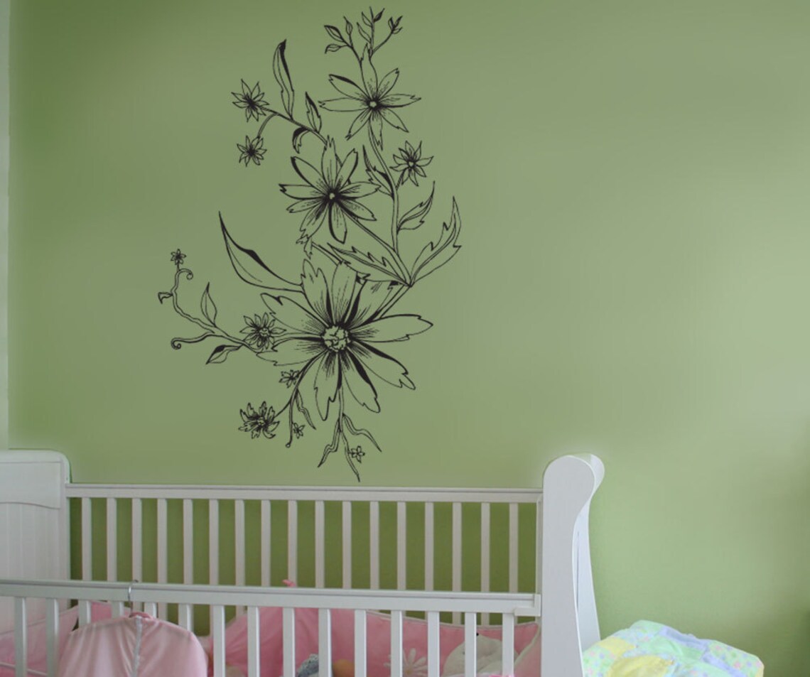 Wildflower Vinyl Wall Decal Sticker. 1246s - Etsy