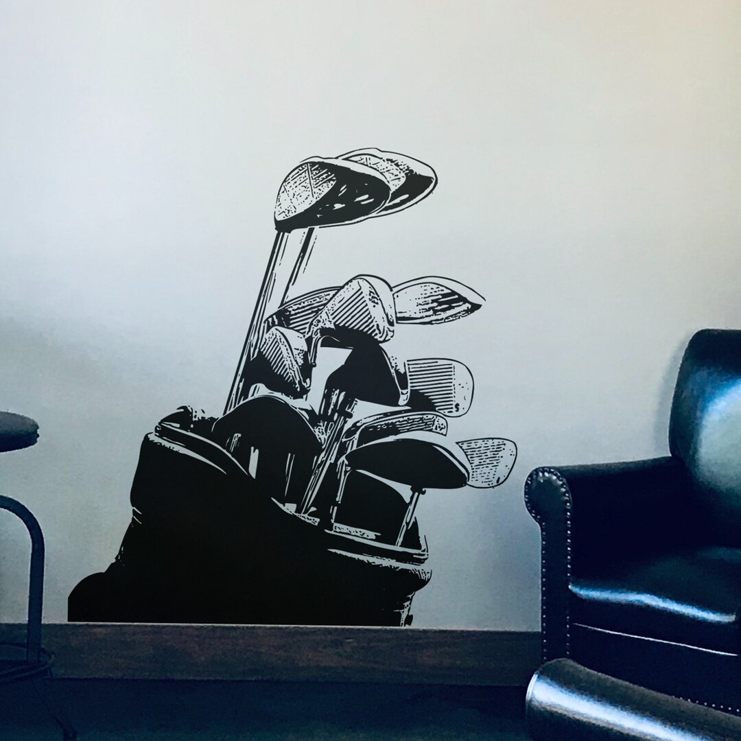 Wall Decal Sticker. Golf Clubs Wall Decal. Office Wall Art. Gift for ...