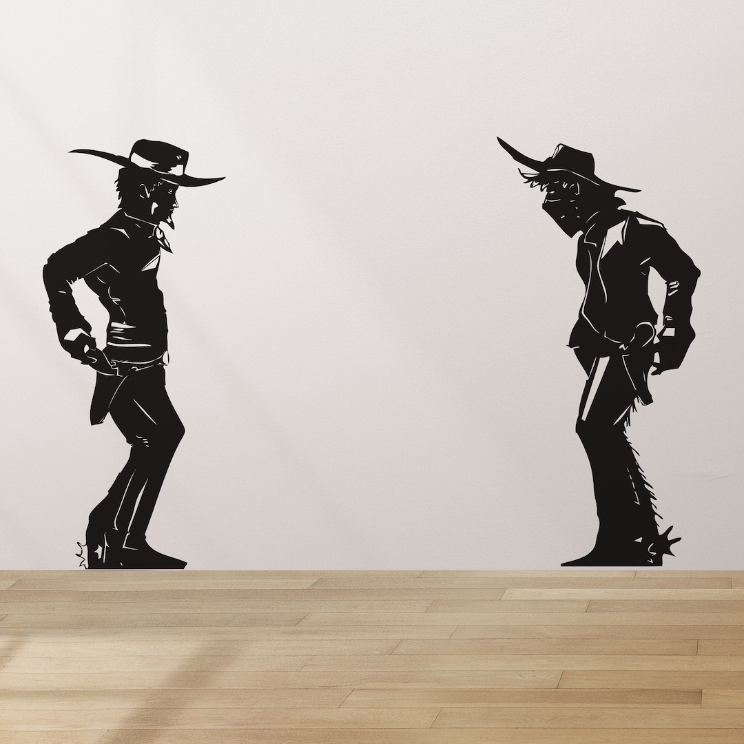Wild West Decor. Sheriff and Outlaw Standoff Wall Decal Sticker. Cowboy ...
