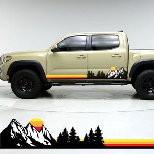 Overland Woodland Truck Decal Sticker. Mountain Forest Sunset Yellow ...