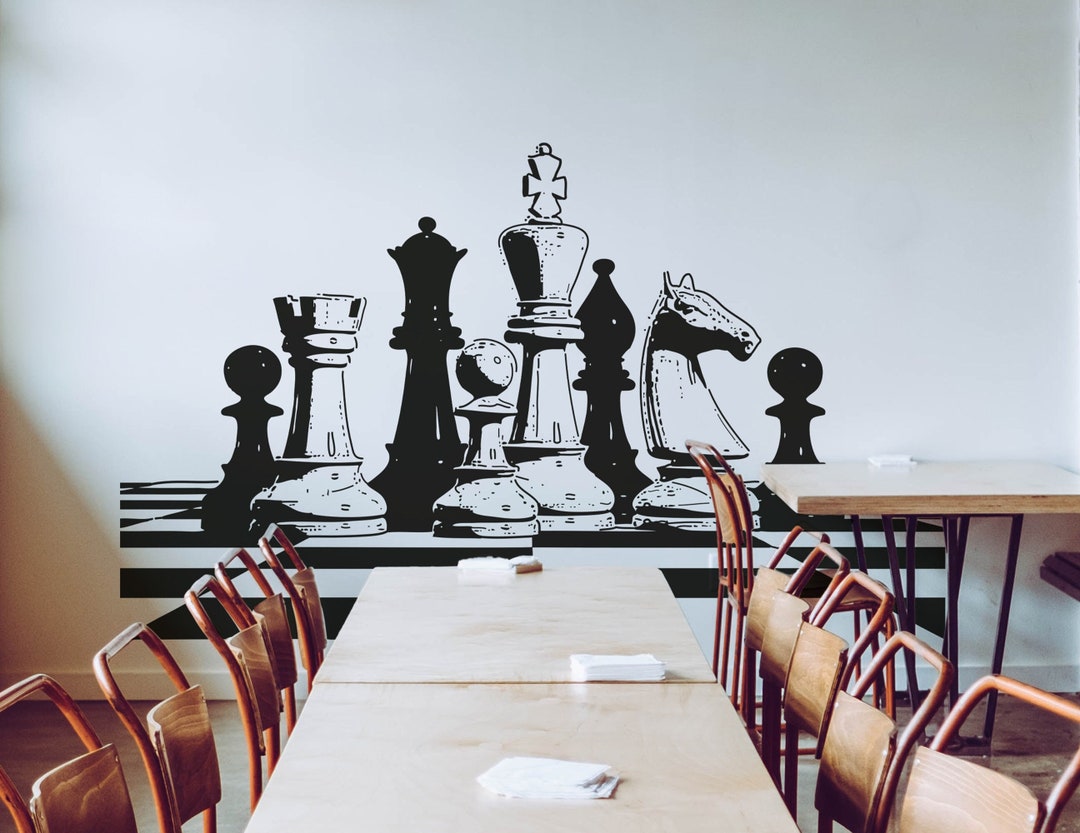 Chess Board Wall Decal Sticker. Game Room Decor. Man Cave Wall Decor ...