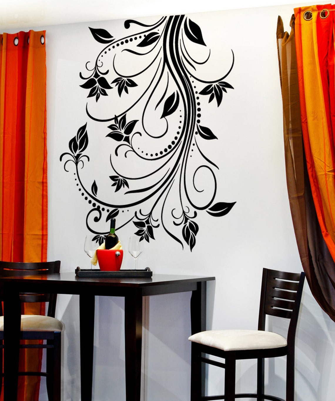 Vinyl Wall Decal Sticker Hanging Floral Swirl 5324m - Etsy