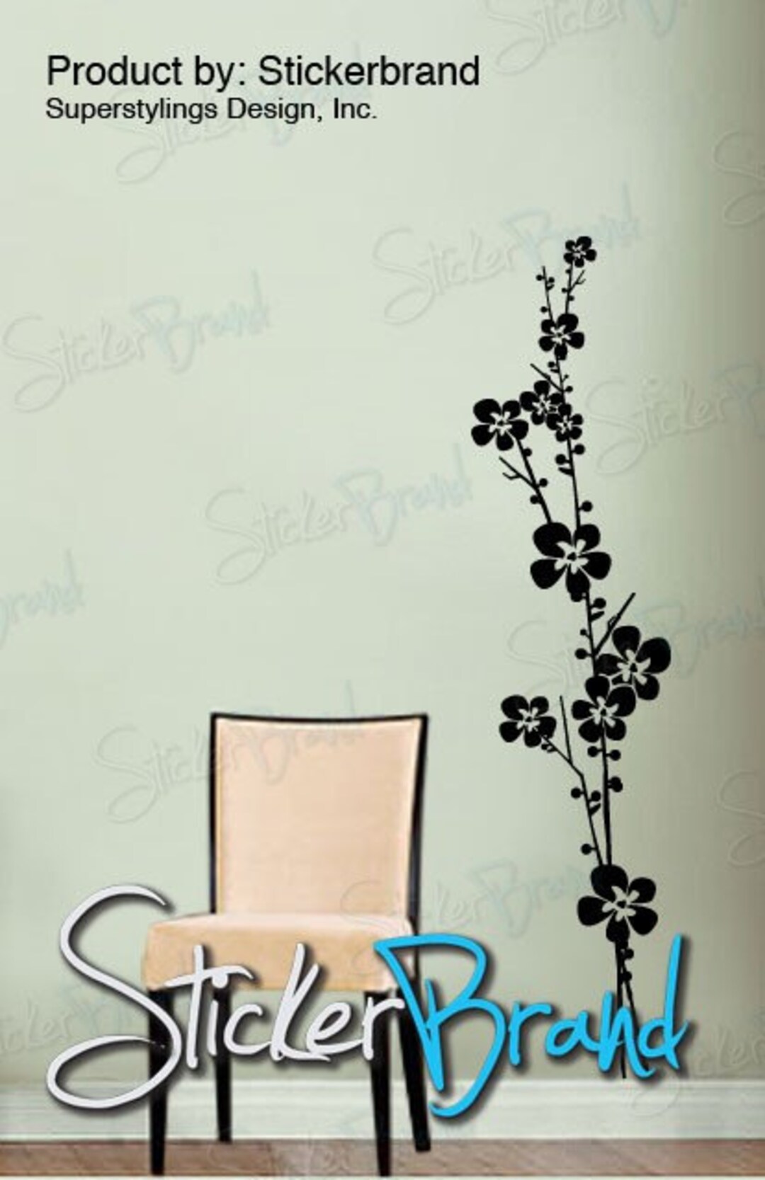Vinyl Wall Decal Sticker Floral Flower Stem 412A - Etsy