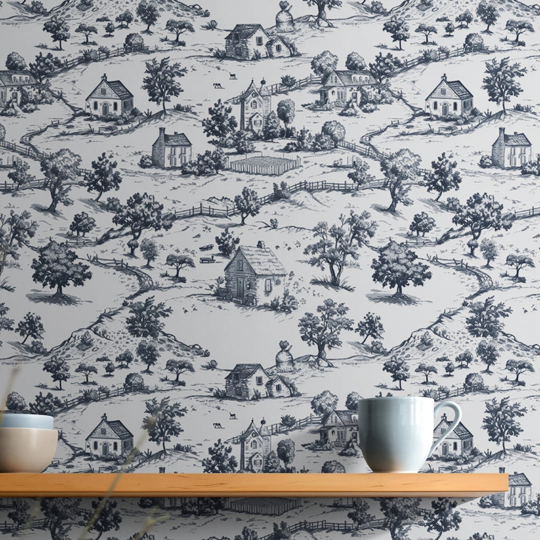 Rustic Wallpaper Peel and Stick Wall Mural. Countryside Motif Wall ...