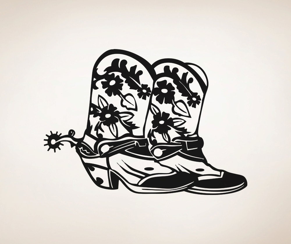 Vinyl Wall Decal Sticker Cowboy Boots OSAA349B - Etsy