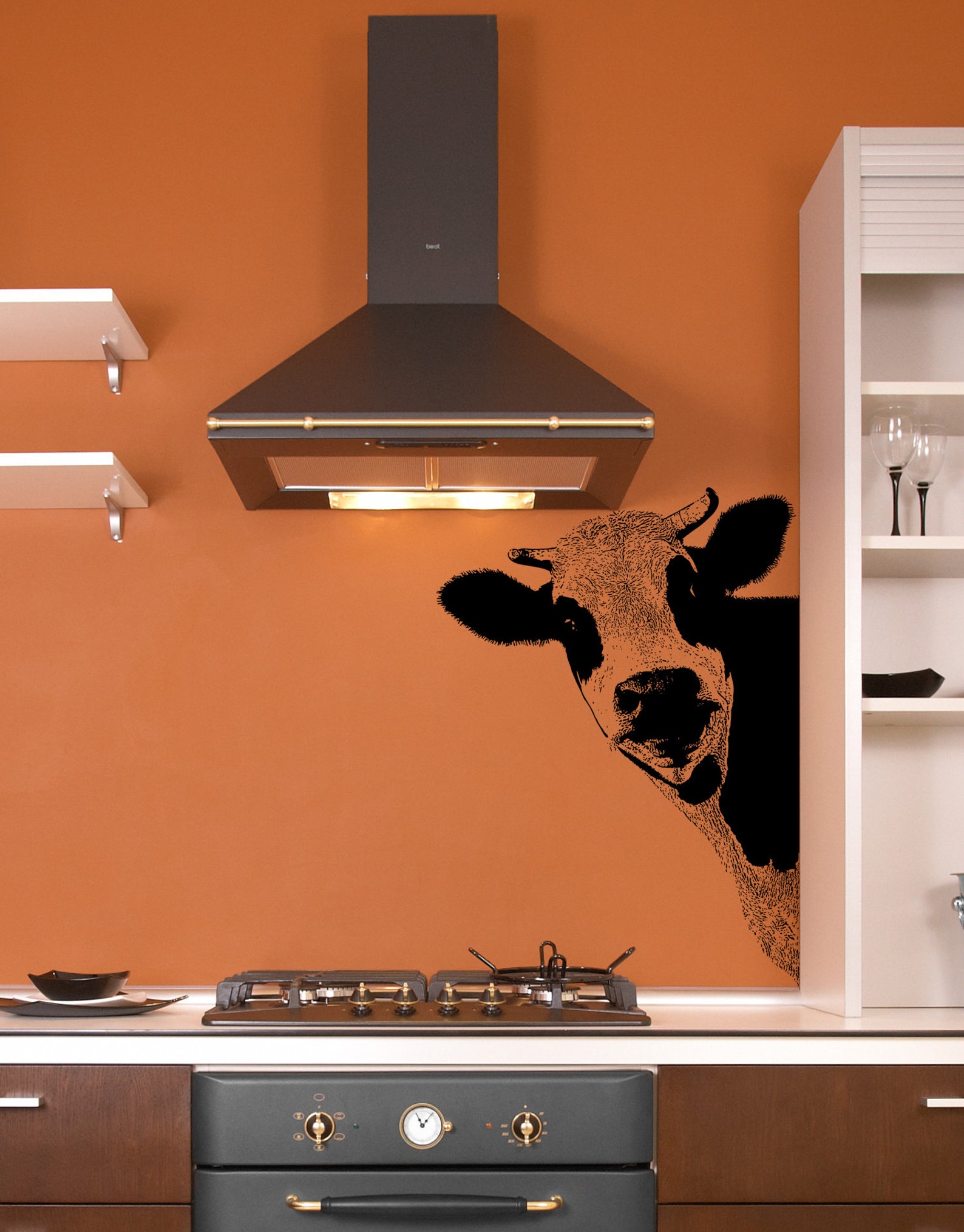 Peeking Cow Wall Decal Sticker. Farm Style Farmhouse Home | Etsy