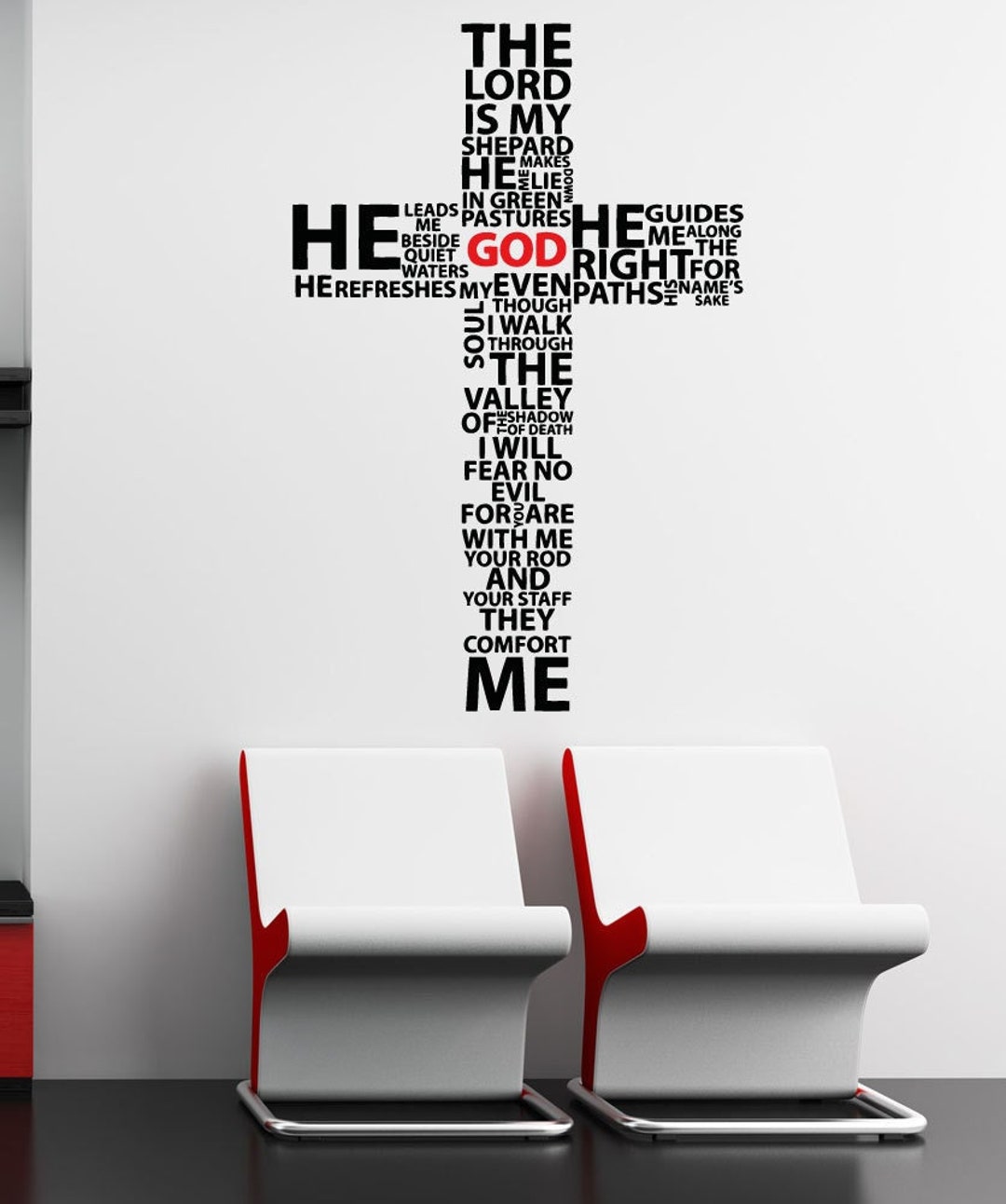 Scripture Wall Art Cross Wall Decal Sticker Religious Motivational ...