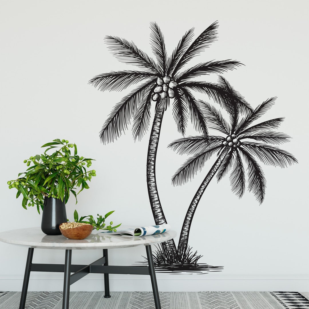 Large Coconut Tree Wall Decal Sticker. Beach Theme Decor. Removable ...
