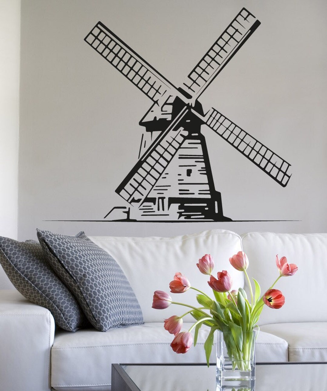 Windmill Wall Decal Sticker. Bedroom Wall Art. Bathroom Wall Decor ...