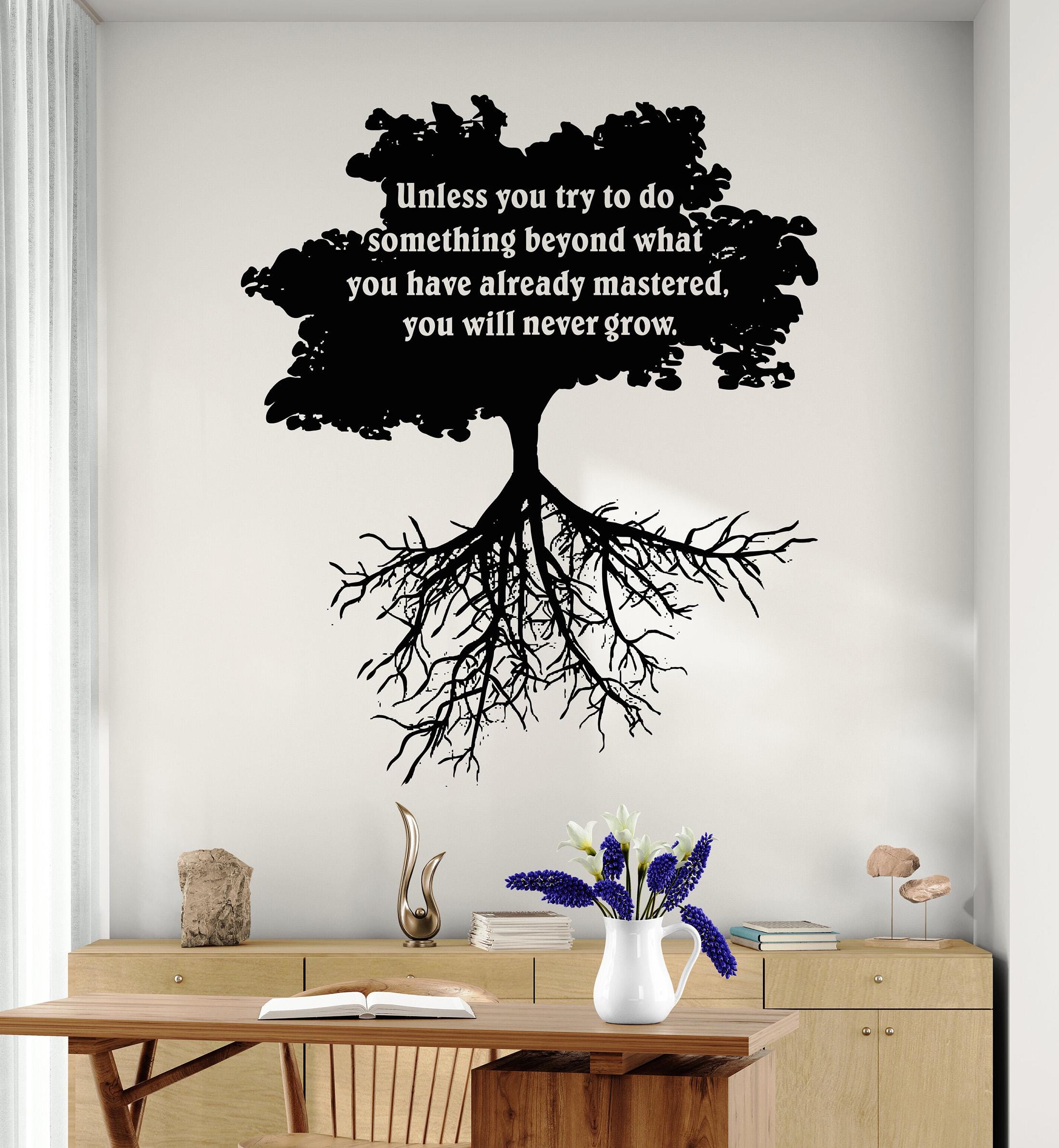 Motivational Quote Wall Decal. Tree Roots Inspirational Quote. Office ...