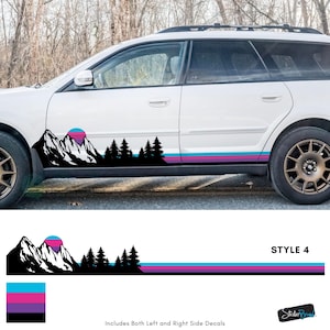 Overland Woodland Decal Sticker. Mountain Forest Sunset Blue, Pink ...