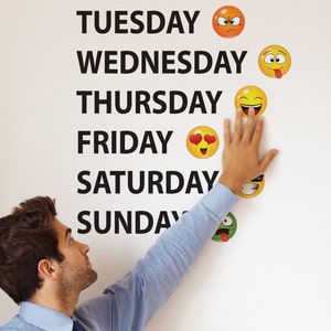 Days of the Week Happy Emoticon Faces Vinyl Wall Decal Sticker #6071 - Etsy