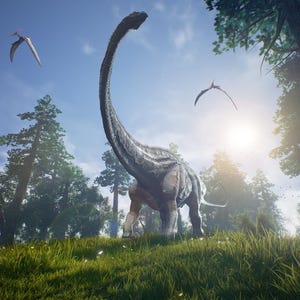 Dinosaur Wallpaper Mural - Brontosaurus in Forest for Kids Room, Dino ...