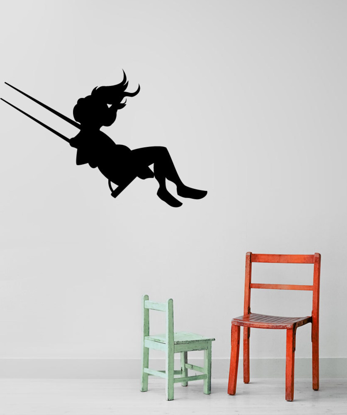 Vinyl Wall Decal Sticker Girl on Swing Osmg445s - Etsy