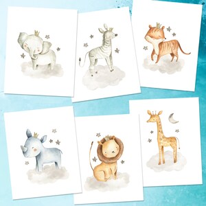 Nursery Safari Animal Posters (set of 6) Prints. Baby Shower, Kids ...
