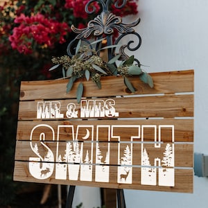 Custom Name Woodland Theme Sign Decal Sticker. Personalized Name Hiking ...