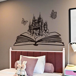 Fairytale Castle Book Wall Decal Sticker. Girl's Book Room. Librarian ...