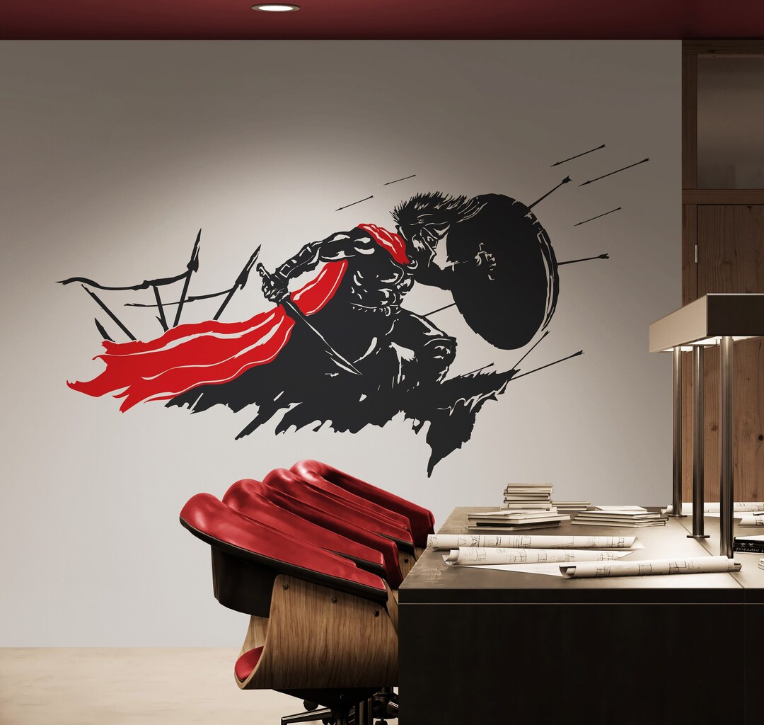 Gladiator Wall Decal. Spartan in Battle Wall Decal. Greek Sparta ...