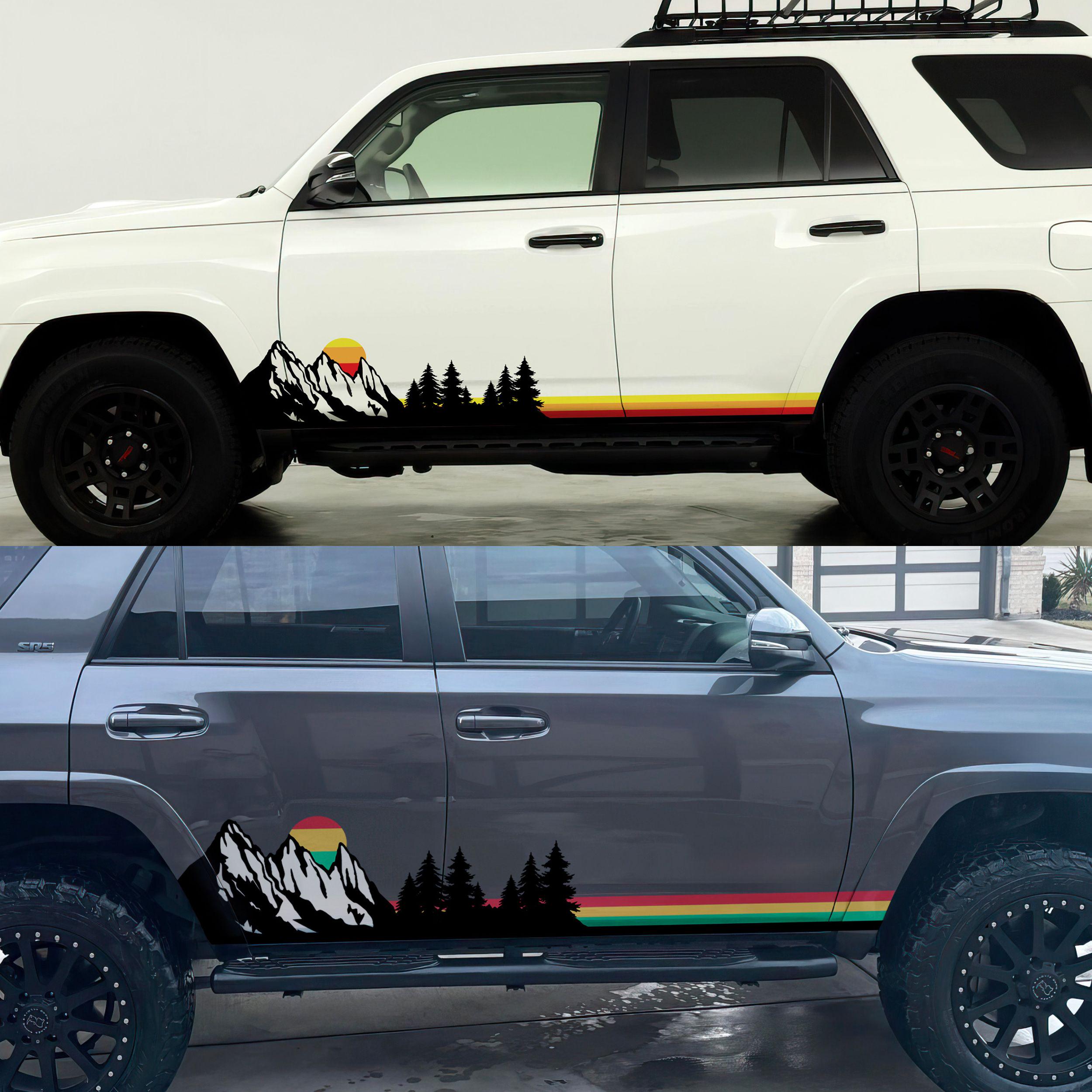 Overland Woodland Truck Decal Sticker. Mountain Forest Sunset Yellow ...