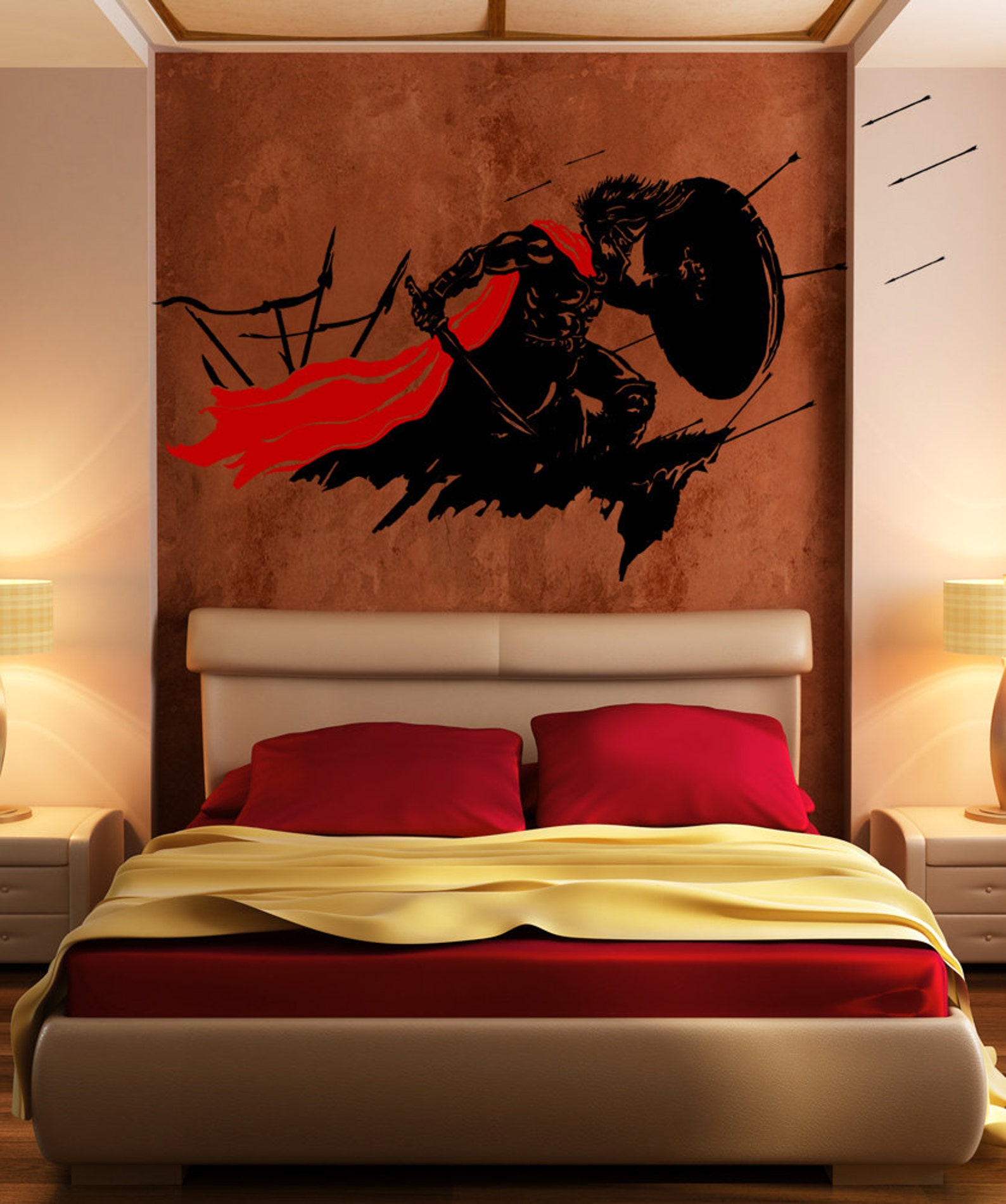 Spartan in Battle Wall Decal. Roman Time Theme Decor. Greek / - Etsy