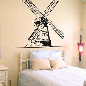 Windmill Wall Decal Sticker. Bedroom Wall Art. Bathroom Wall Decor ...