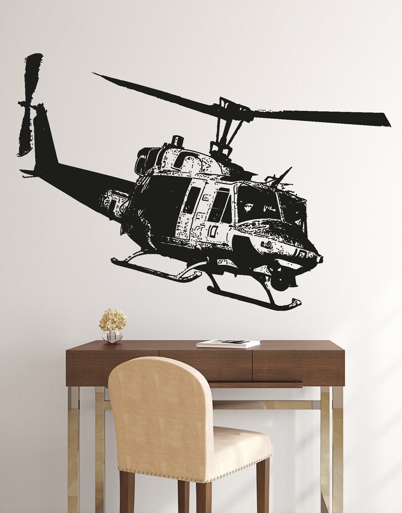 Military Huey Helicopter Wall Decal Sticker. Gift for Veteran. Navy ...