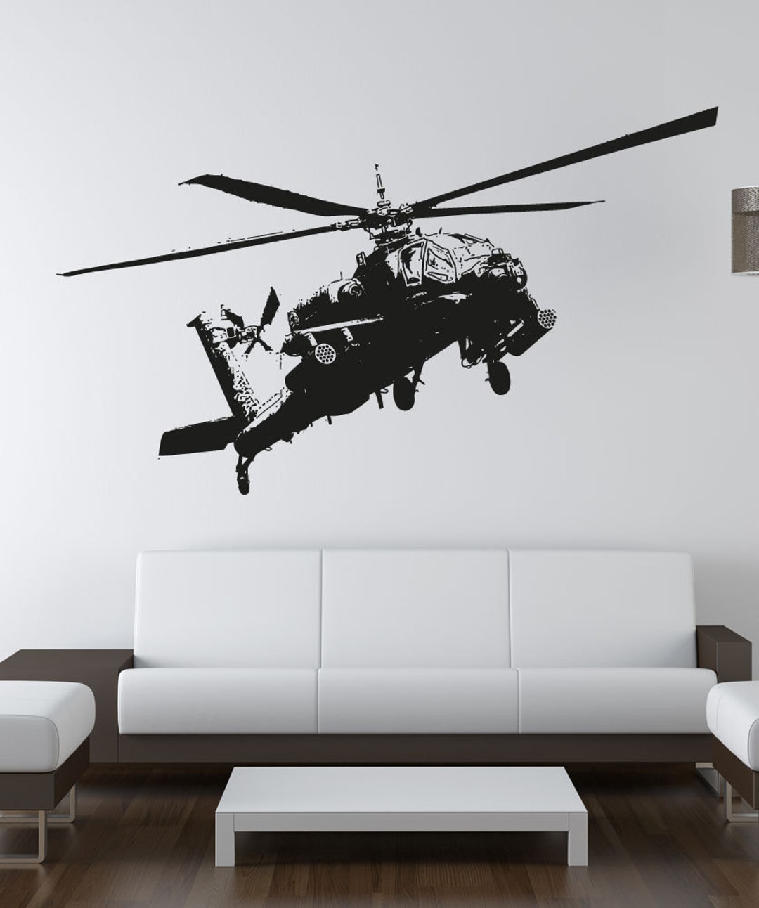Military Apache Helicopter Vinyl Wall Decal Sticker. Military Wall Art ...