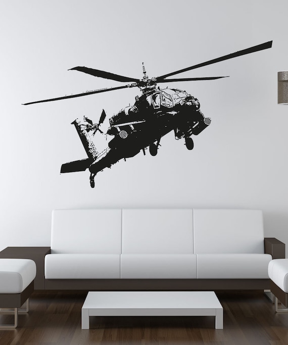 Military Apache Helicopter Vinyl Wall Decal Sticker. | Etsy