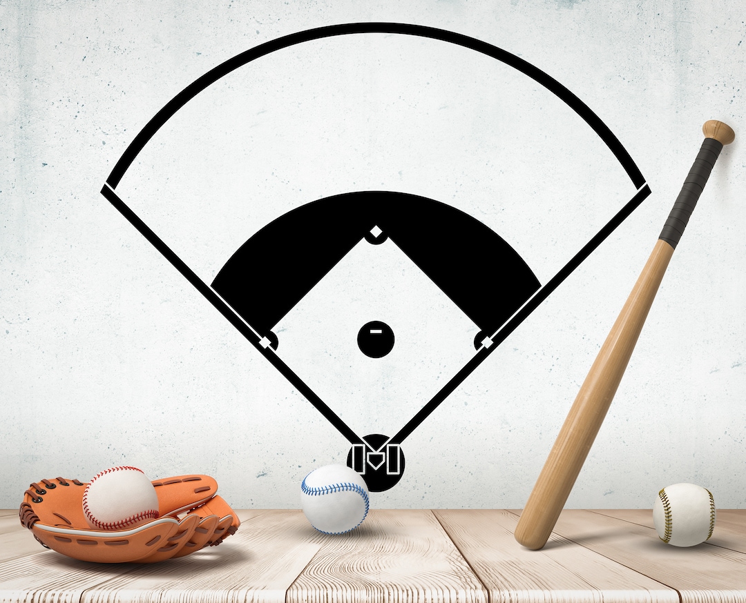 Baseball Field Diagram Wall Decal. Baseball Stadium. Baseball Player ...