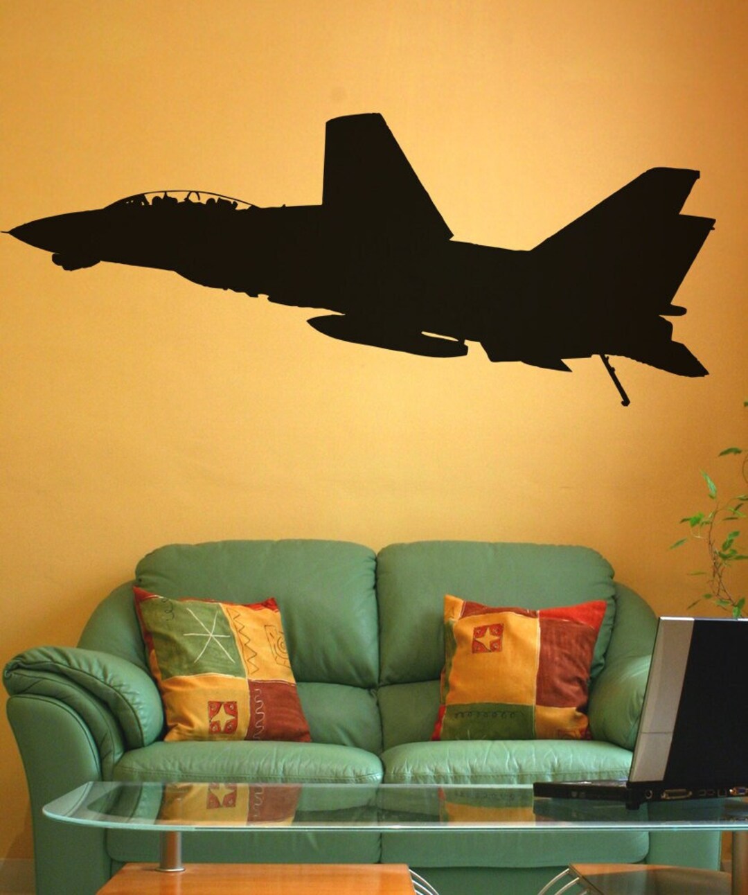 Fighter Jet Wall Decal Sticker. Military Theme Decor. Jet Silhouette ...