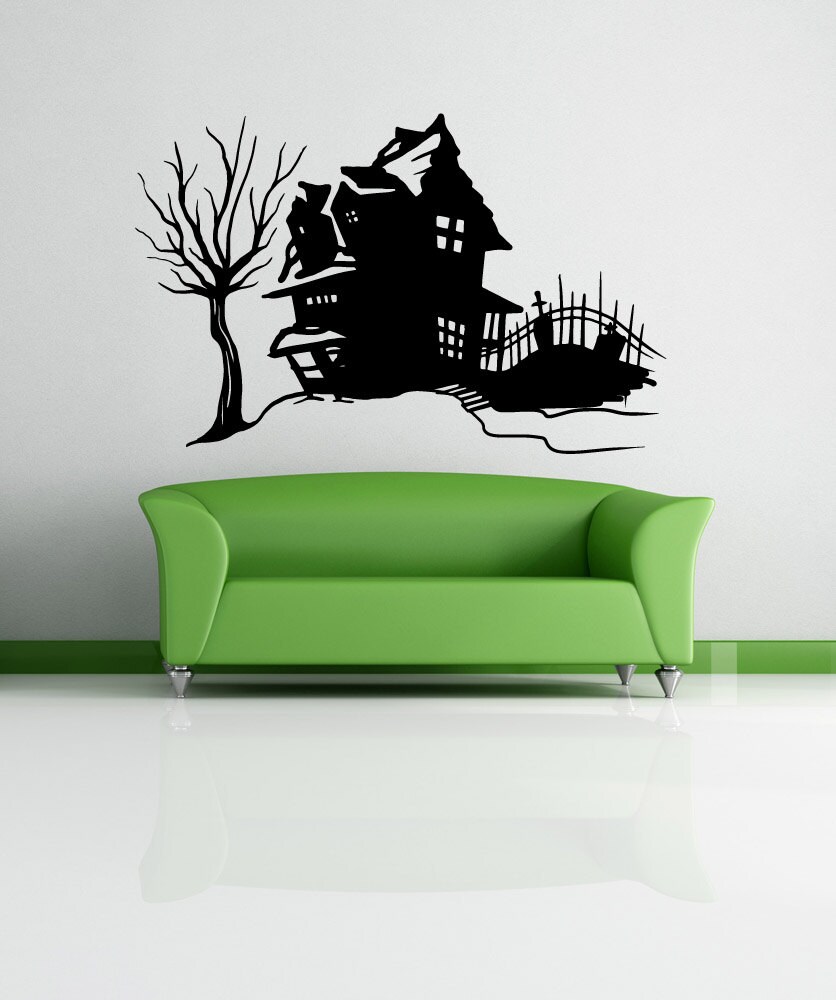 Vinyl Wall Decal Sticker Spooky House Osmb652s - Etsy