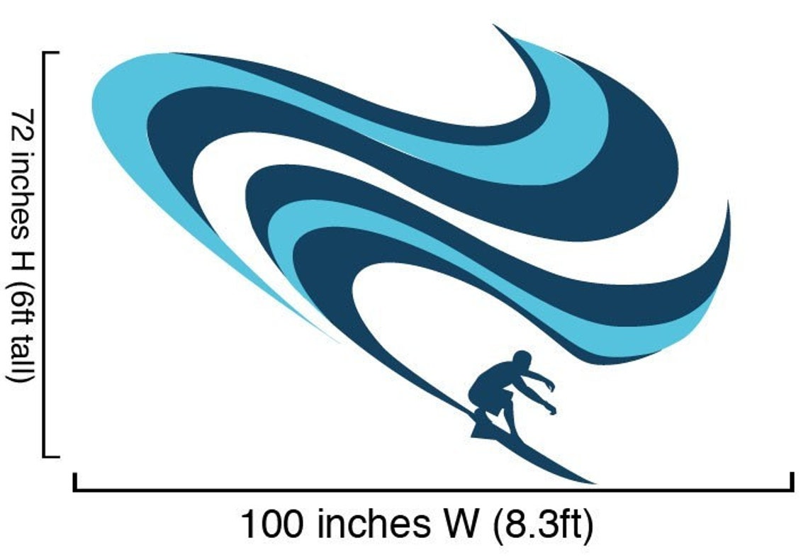Vinyl Wall Decal Sticker Surfing Wave BIG Surf 6ftx8ft Item - Etsy