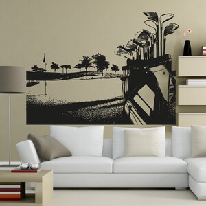 Golf Course View Wall Decal Sticker. (black Color) Golf Clubs. Office ...