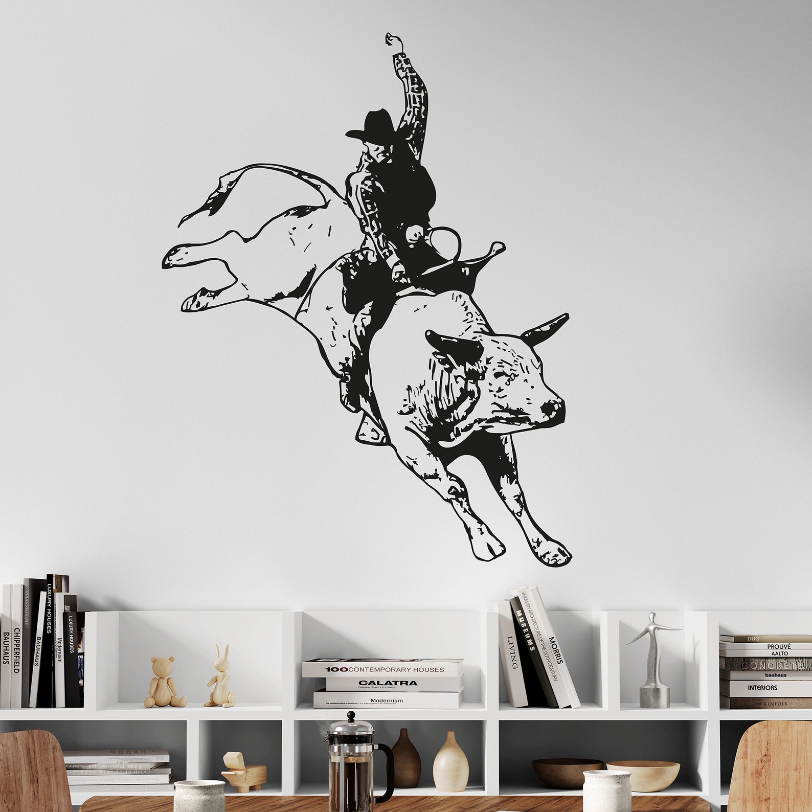 Rodeo Cowboy Wall Decal Sticker. Country, Farm Theme Wall Decor. (black ...