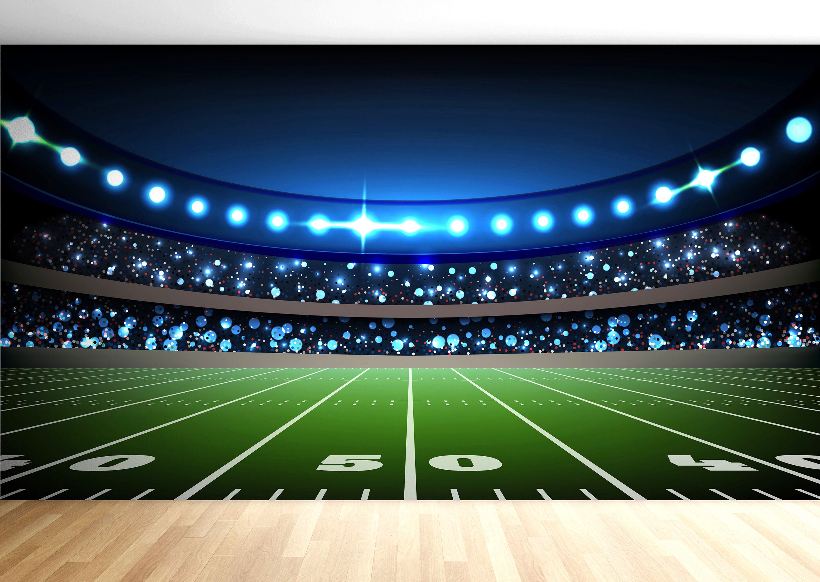 Football Stadium Wallpaper Peel and Stick Wall Mural. Football Field Wallpaper. Game Room Wall Art. Sports Theme Decor. Football Fan. 6787 Etsy