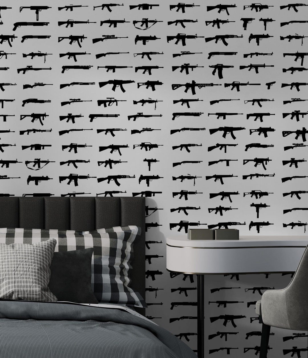 Military Gun Wall Pattern Wall Mural Peel and Stick Wallpaper. Camo ...