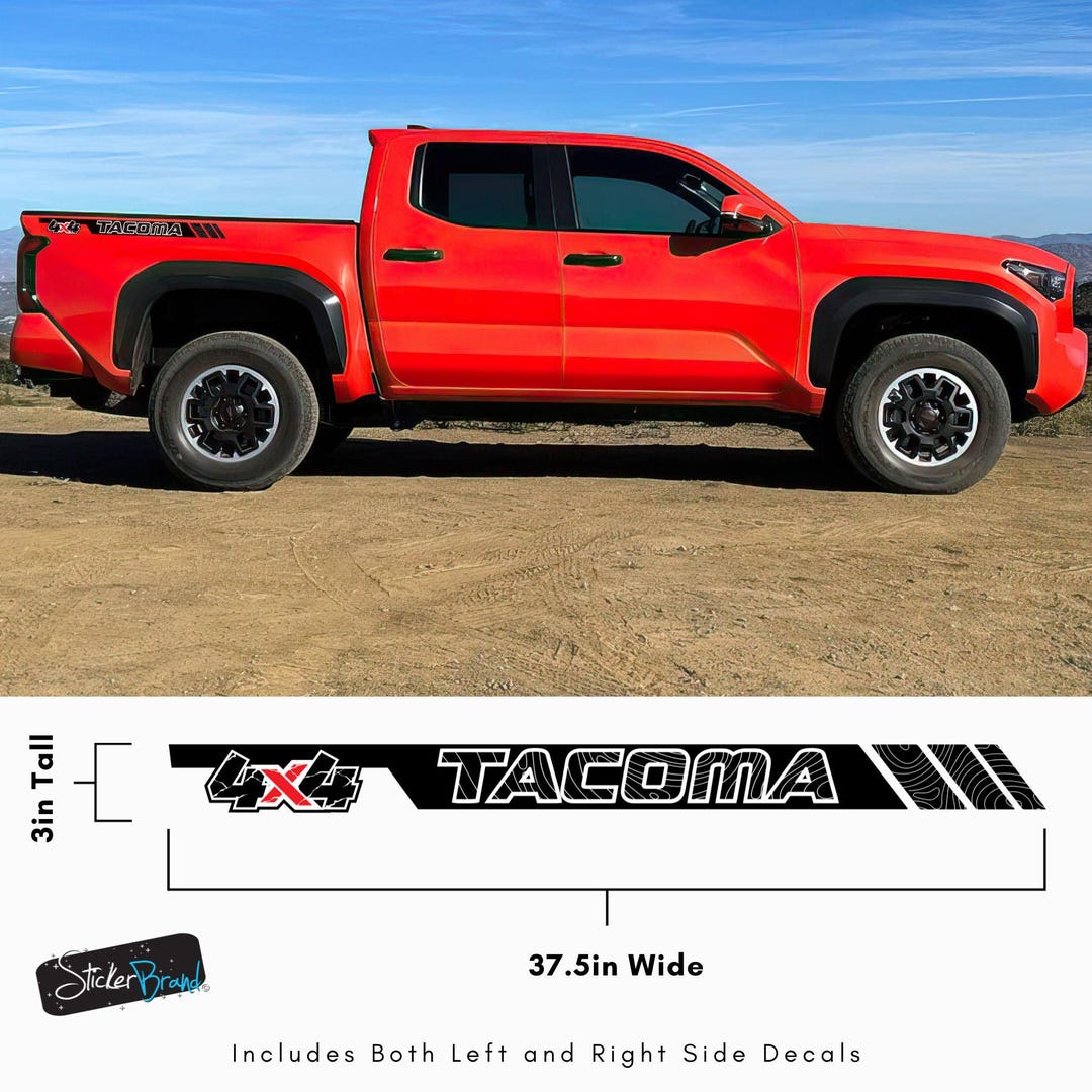 Truck Decal Sticker for 4x4 Tacoma. Black, White, Red Color Scheme ...