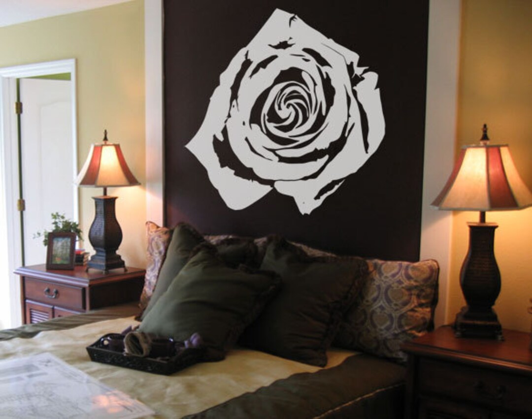 Large Rose Flower Wall Decal Sticker. Floral Wall Decor. Bedroom Wall ...