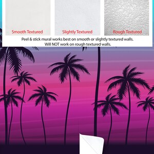 Miami Tropical Palm Tree Illustration Vice Color Sunset Wall Mural ...