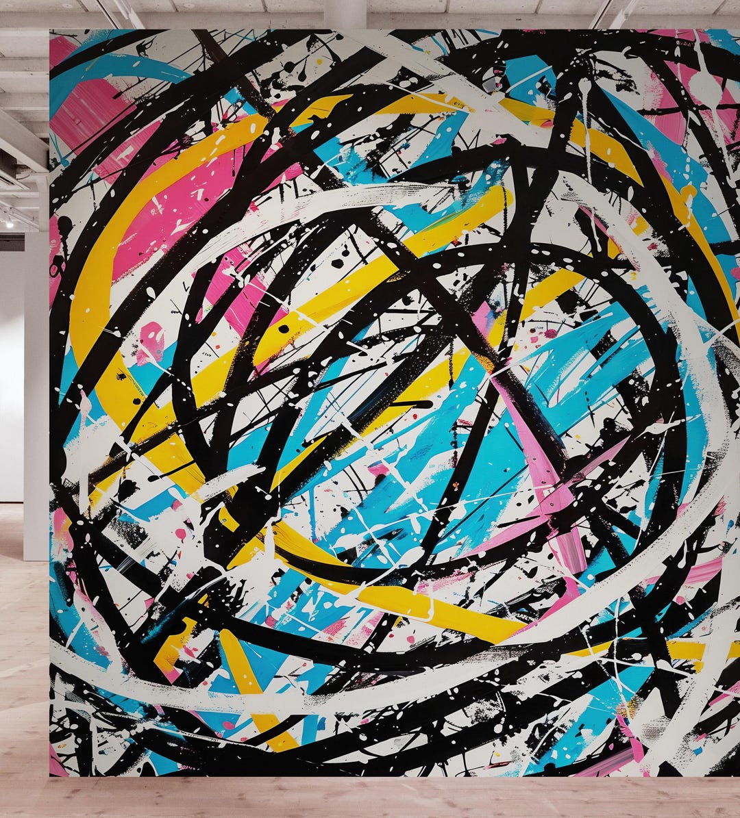 Jackson Pollock Style Painting Wallpaper Mural. Colorful Swirly ...