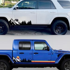 Overland Woodland Decal Sticker. Mountain Forest Sunset Blue, Pink ...