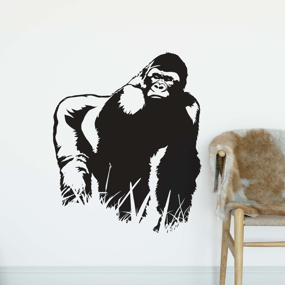 Gorilla Wall Decal Sticker Jungle Theme Decor Kid's Room Wall Art ...