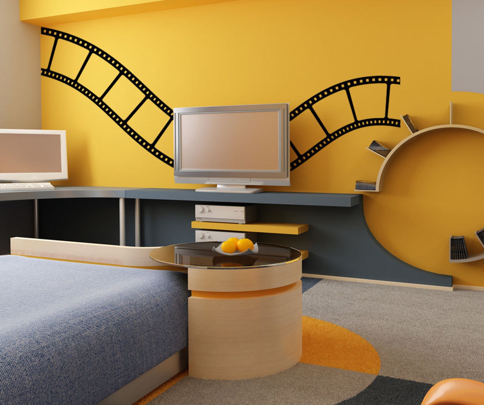 Wavy Film Strip Vinyl Wall Decal Sticker. Movie Theatre Theme - Etsy